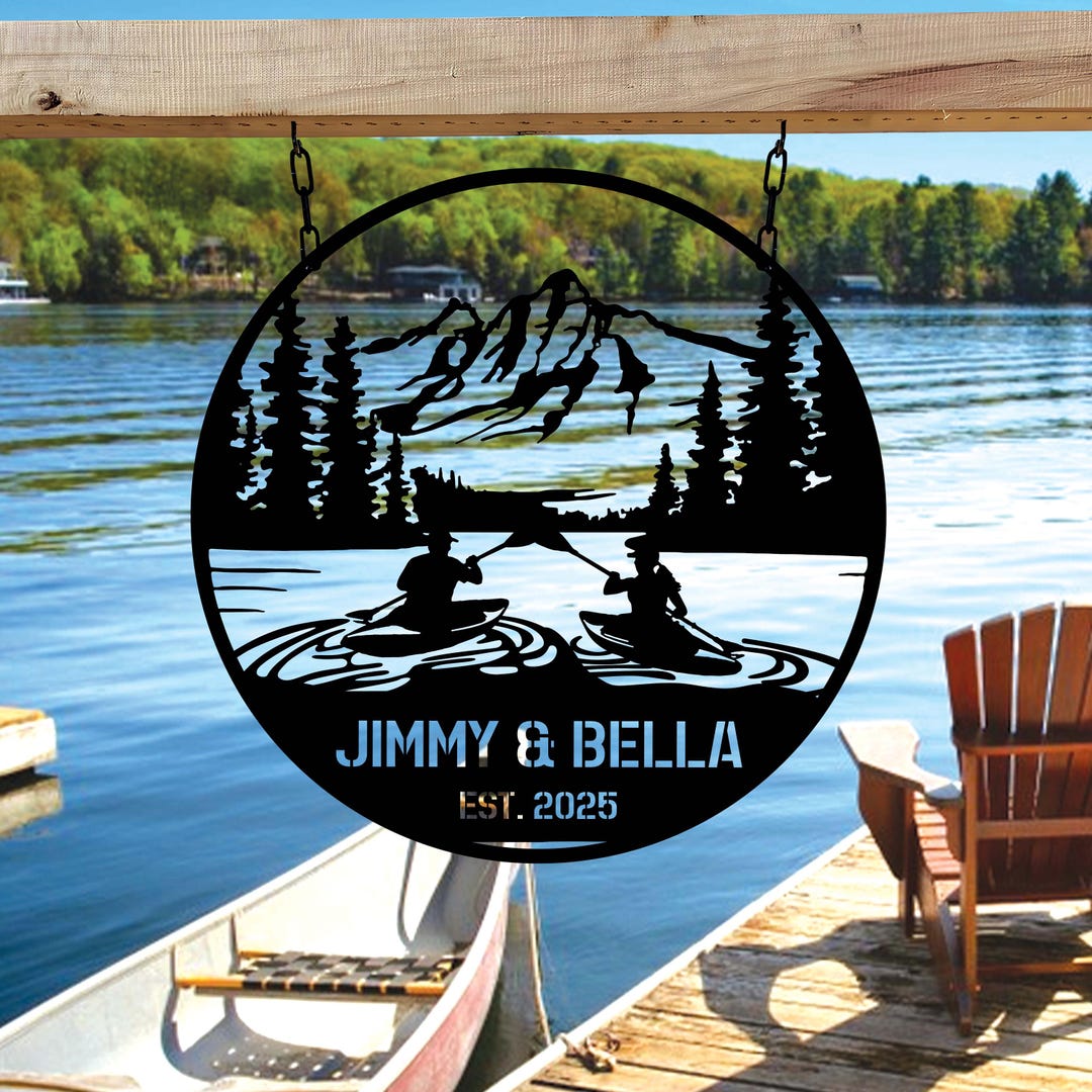 Custom Kayak Couple Metal Sign Wall Art, Lake House Sign for Couple ...
