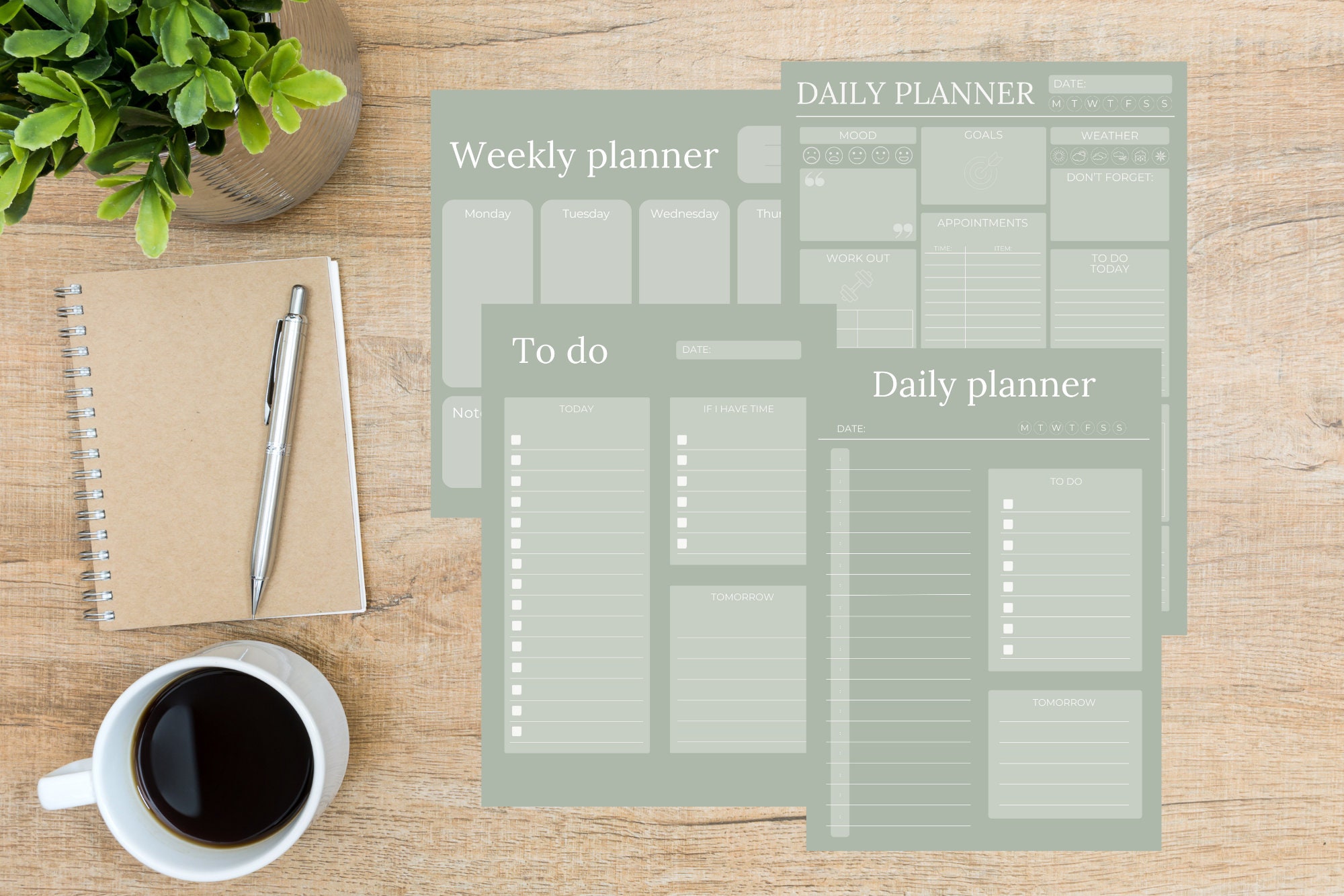 Planners Set Green Printable - Etsy