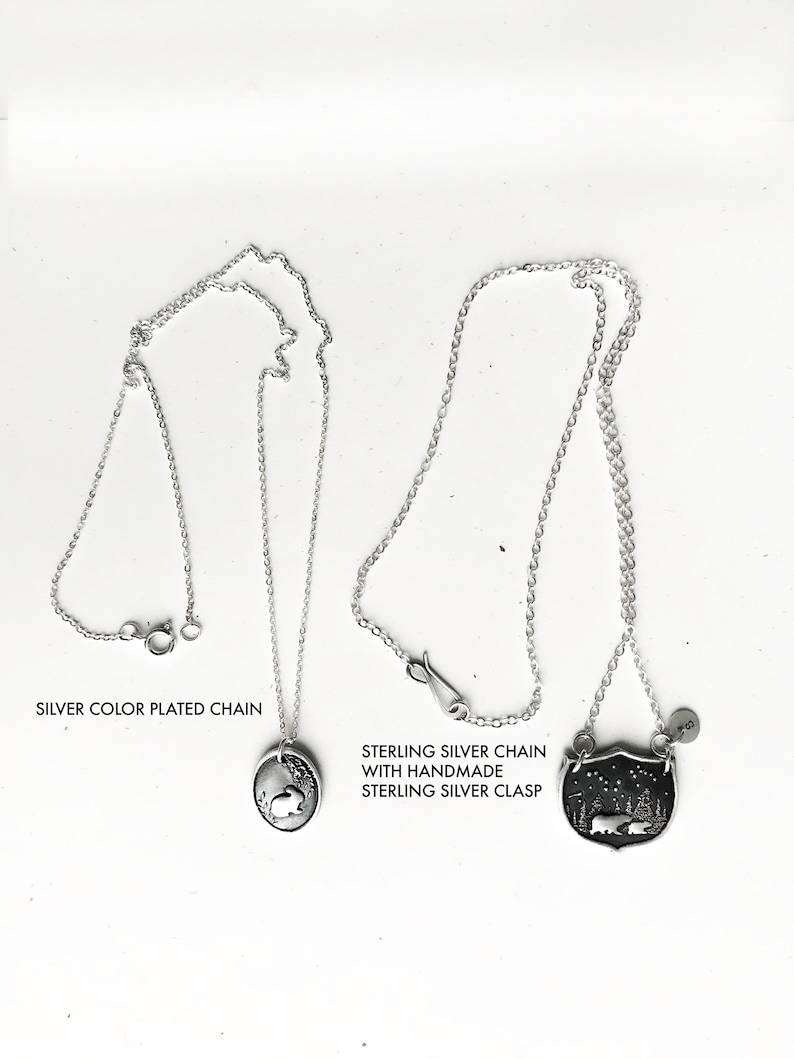 Mama & Baby Bunny Sterling Silver Necklace Set - Personalized Mother's ...