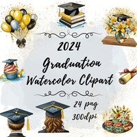 Graduation PNG Clipart Bundle Class of 2024 Graduation Clipart Bundle ...