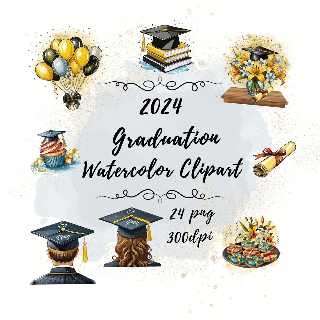 Graduation PNG Clipart Bundle Class of 2024 Graduation Clipart Bundle ...