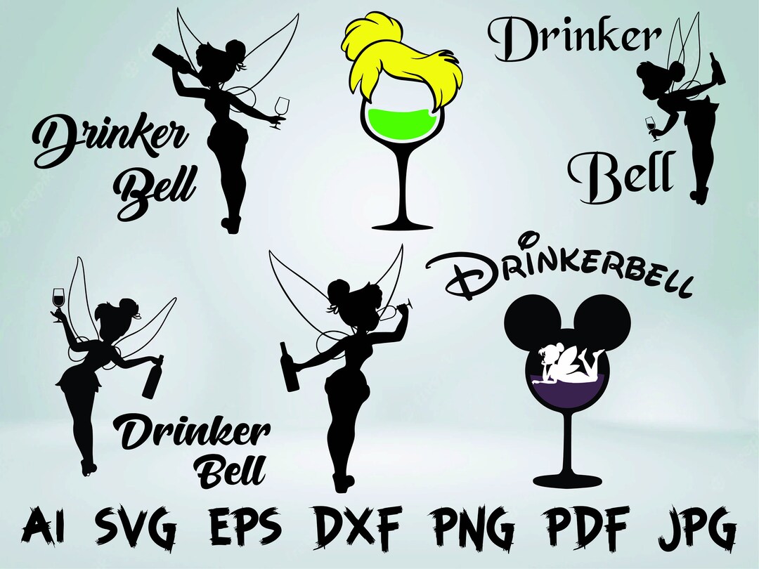 Drinker Bell Svg Clipart Tinkerbell Silhouette Drinkerbell Cricut ...