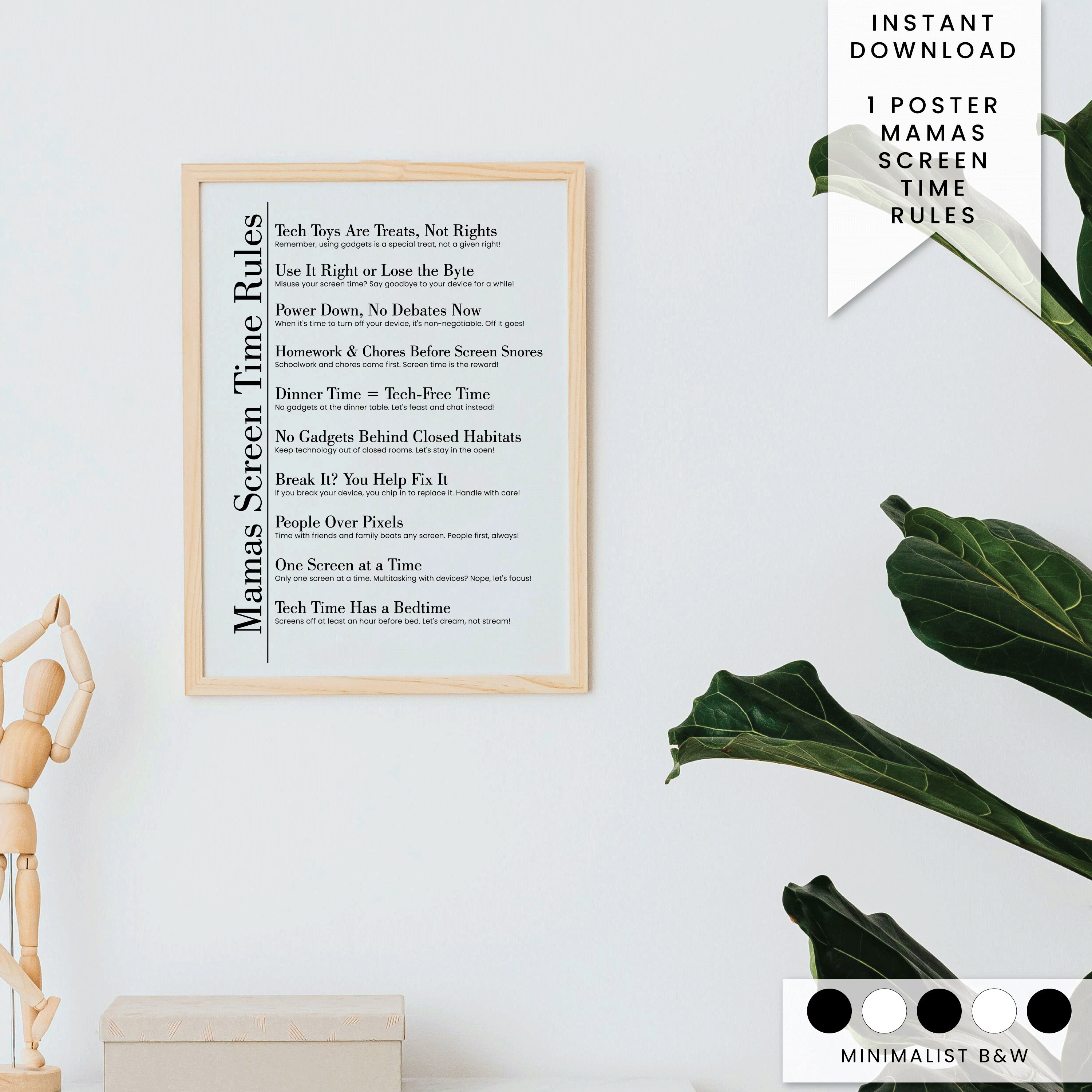 Screen Time Rules Poster, Printable Poster, Trendy Wall Art, Aesthetic ...