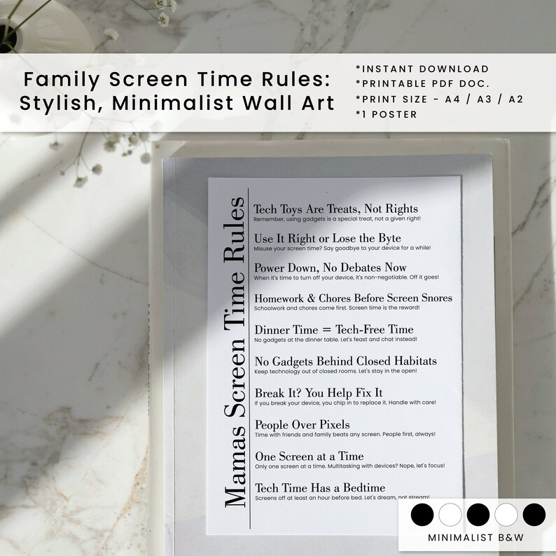 Screen Time Rules Poster, Printable Poster, Trendy Wall Art, Aesthetic ...
