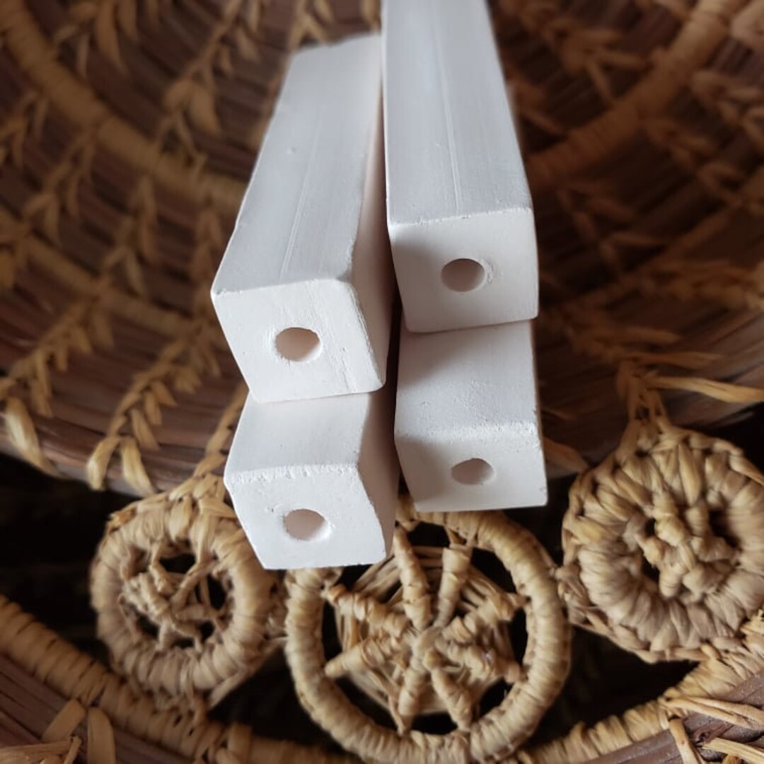 8 38mm STONEWARE Square Tube Beads, Craft Supplies, Bisque Beads, Tube ...