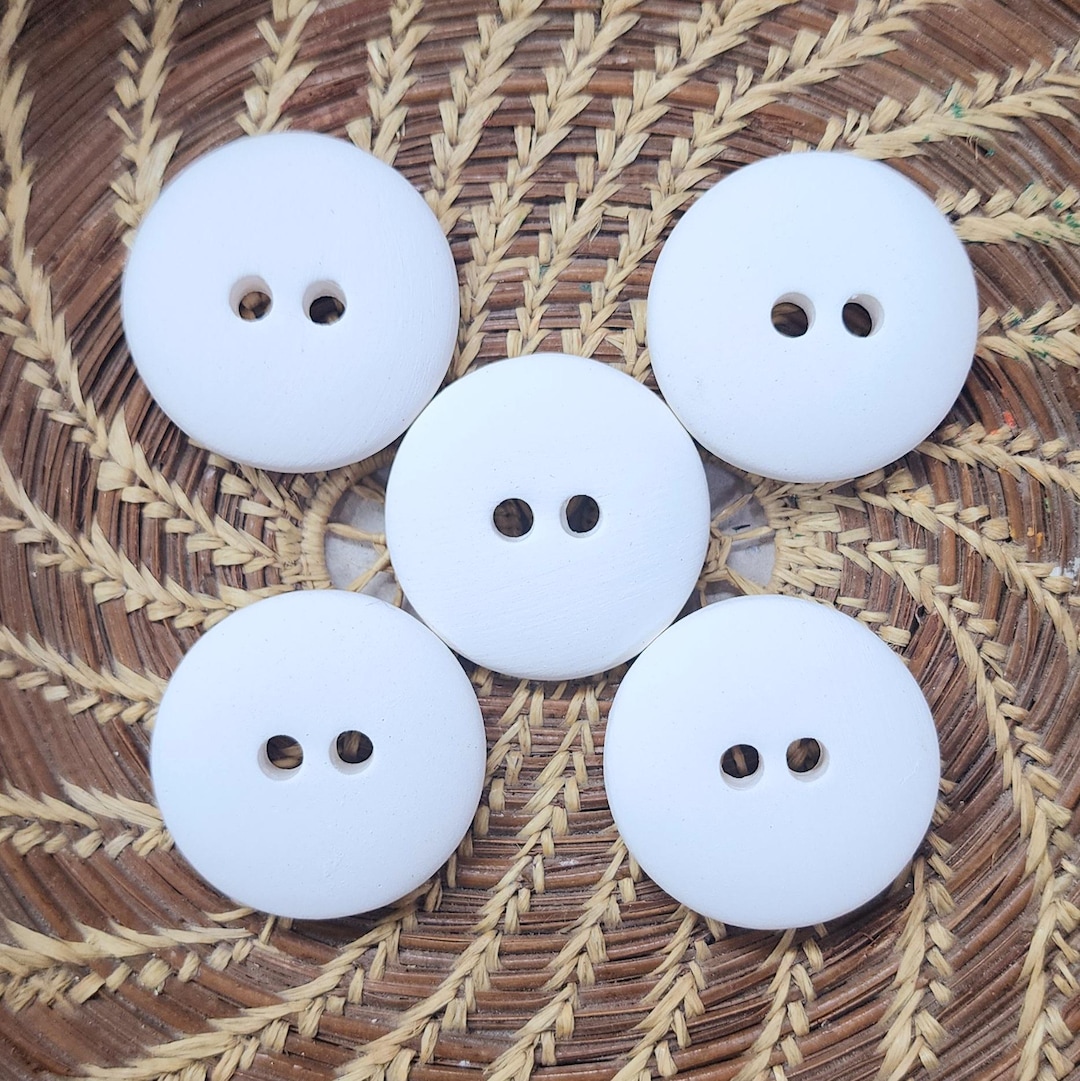 5 Stoneware Bisque Buttons, DIY Ceramic Buttons, Bisque Blanks, Button ...