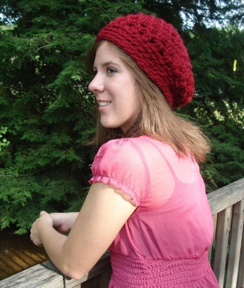 Crochet Beret Hat Pattern Bonjour Beret Womens Hat For Fall Or Winter