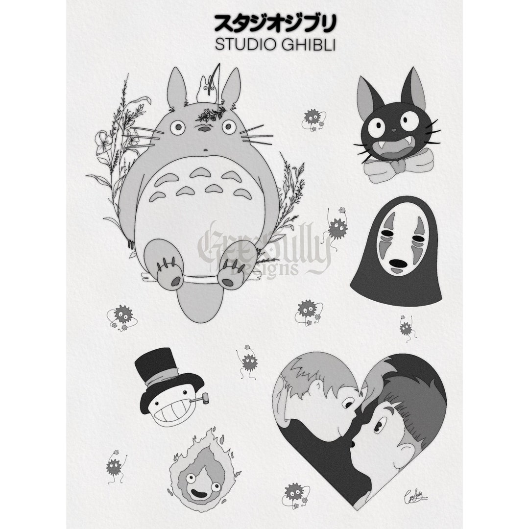 Studio Ghibli Tattoo Flash Sheet - Etsy