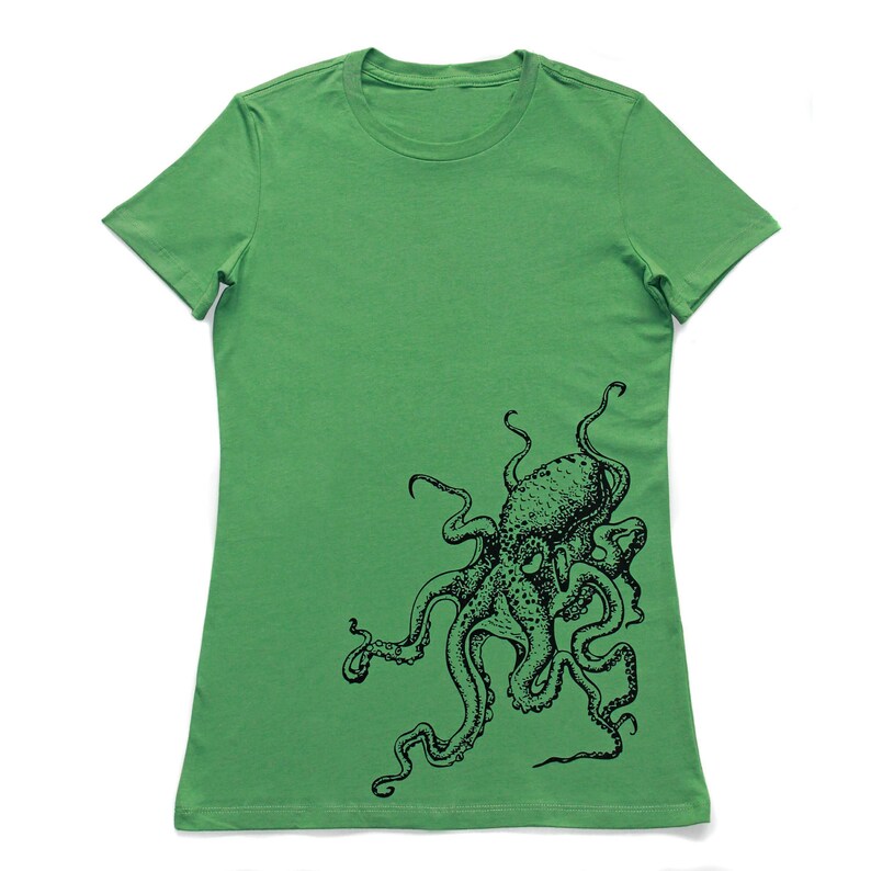 Womens Octopus T Shirt Leaf Green Etsy