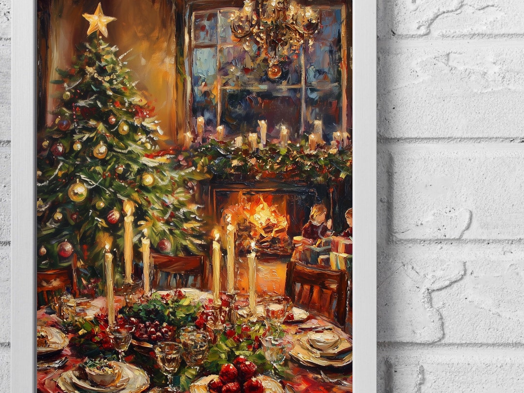 CHRISTMAS DINNER Vintage Christmas and Santa Wall Art Print Printable ...
