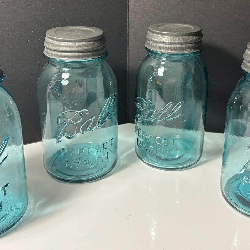 Blue Mason Jars - Etsy