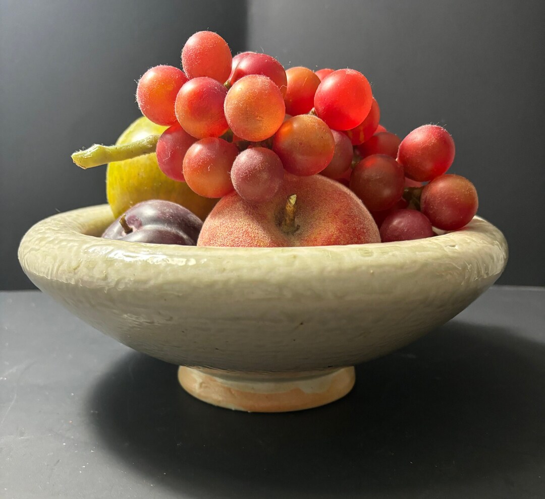 Vintage Cream Ceramic Low Bowl, Speckled Centerpiece Planter - Etsy