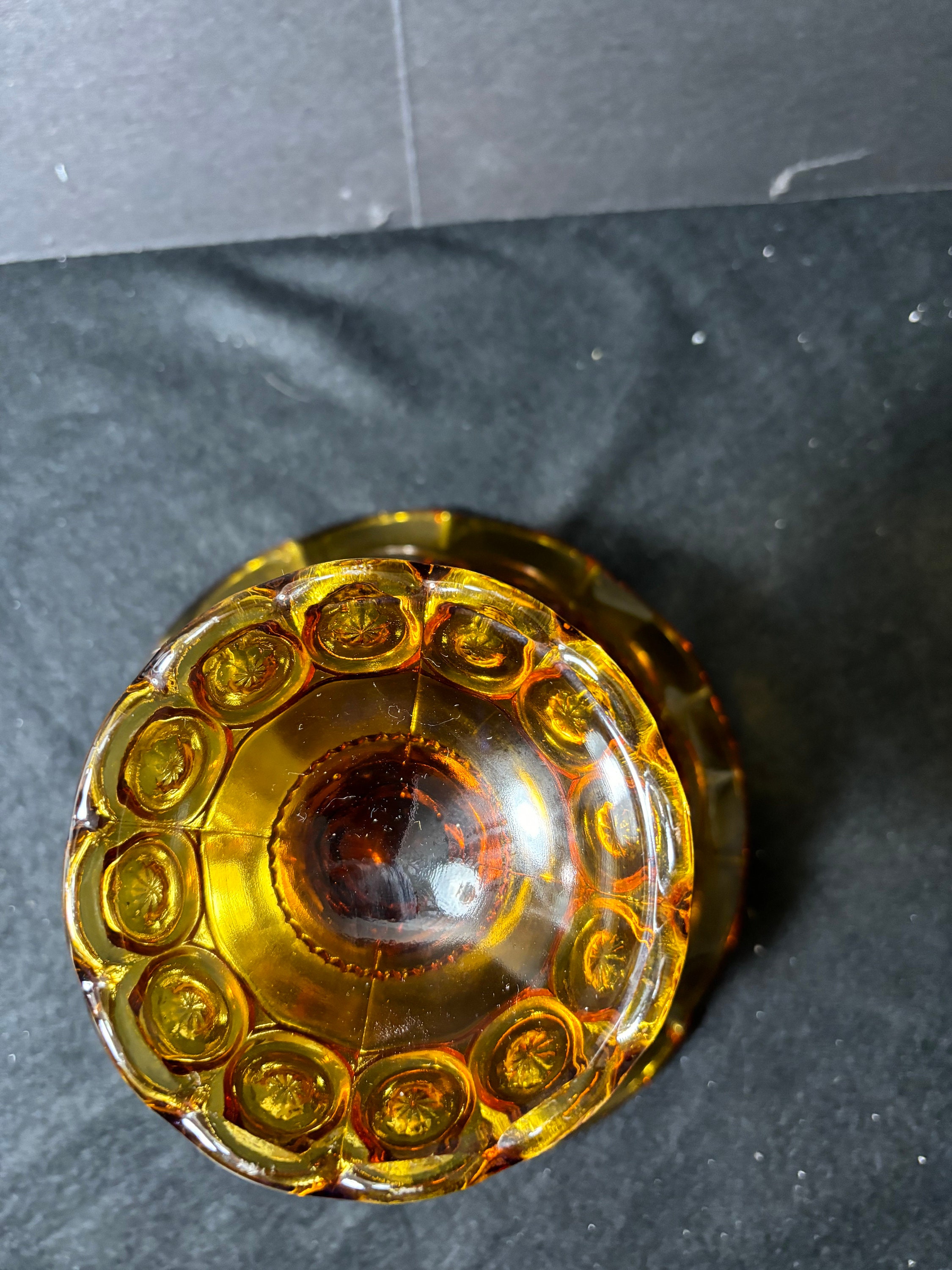 L E Smith Vintage Moon and Star Pattern Glass Pedestal Dish 6.75 Tall ...