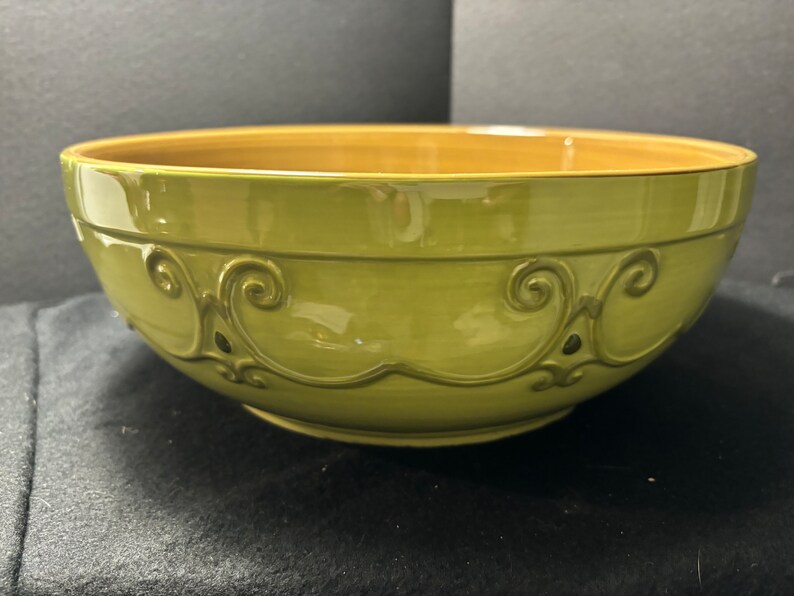 Vintage Designpac ,avocado Green With Brown Inside, Serving Bowl, Salad ...