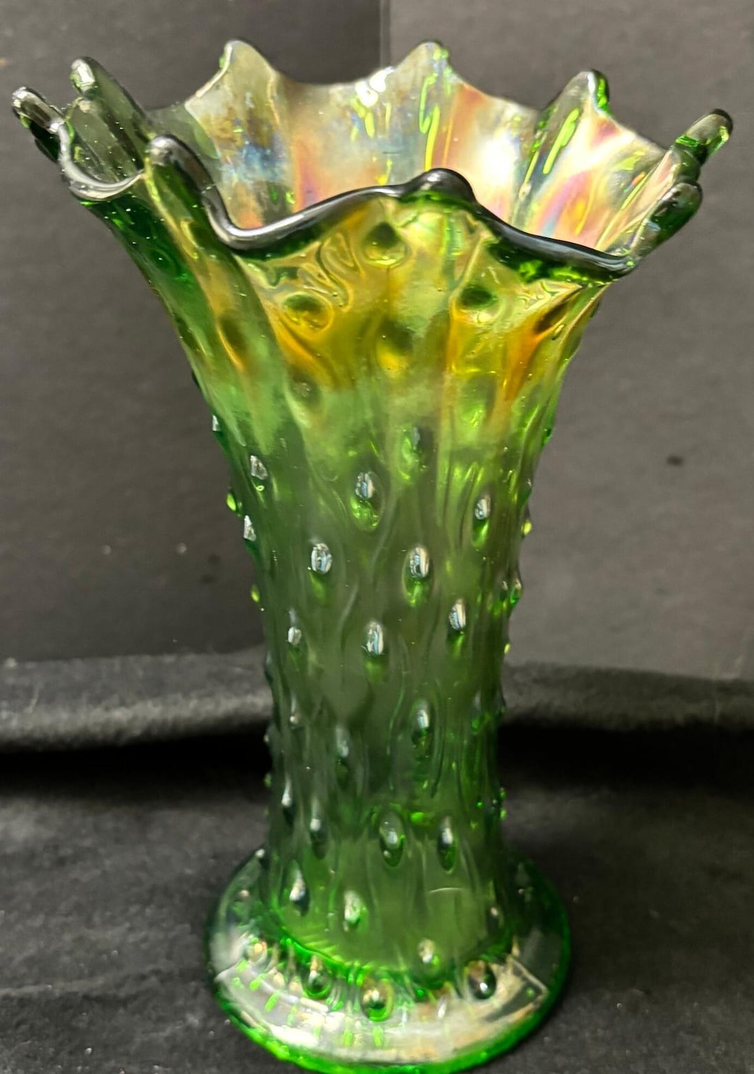 Antique, Vintage, Northwood Glass, Green Tree Trunk Carnival Glass ...