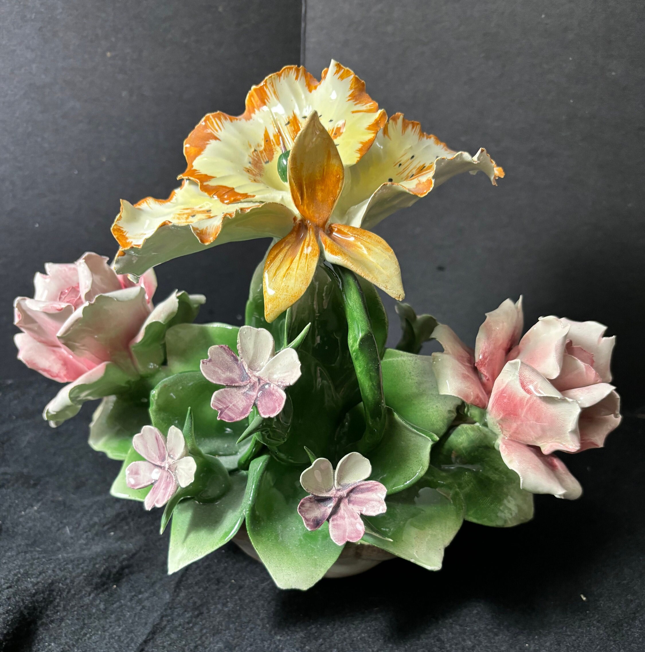 Antique/vintage capodimonte Porcelain Flower Basket, Capodimonte Crown ...