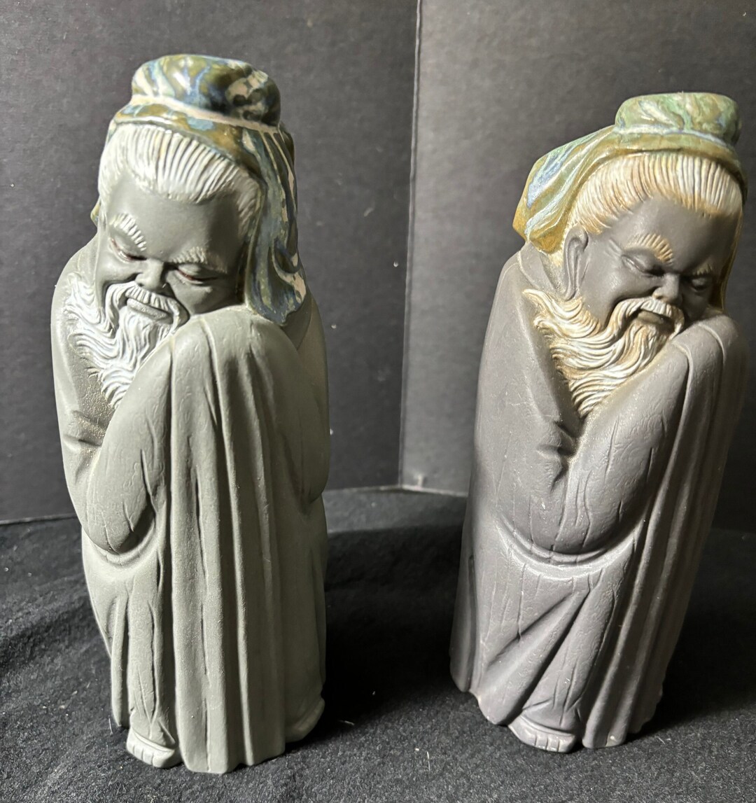 Vintage- Lladro Black Grey Matte Porcelain Tall Standing Man Figurines ...