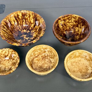 Vintage, 5 Beautiful Glazed Spongeware/splatter Bowls Range of Sizes ...