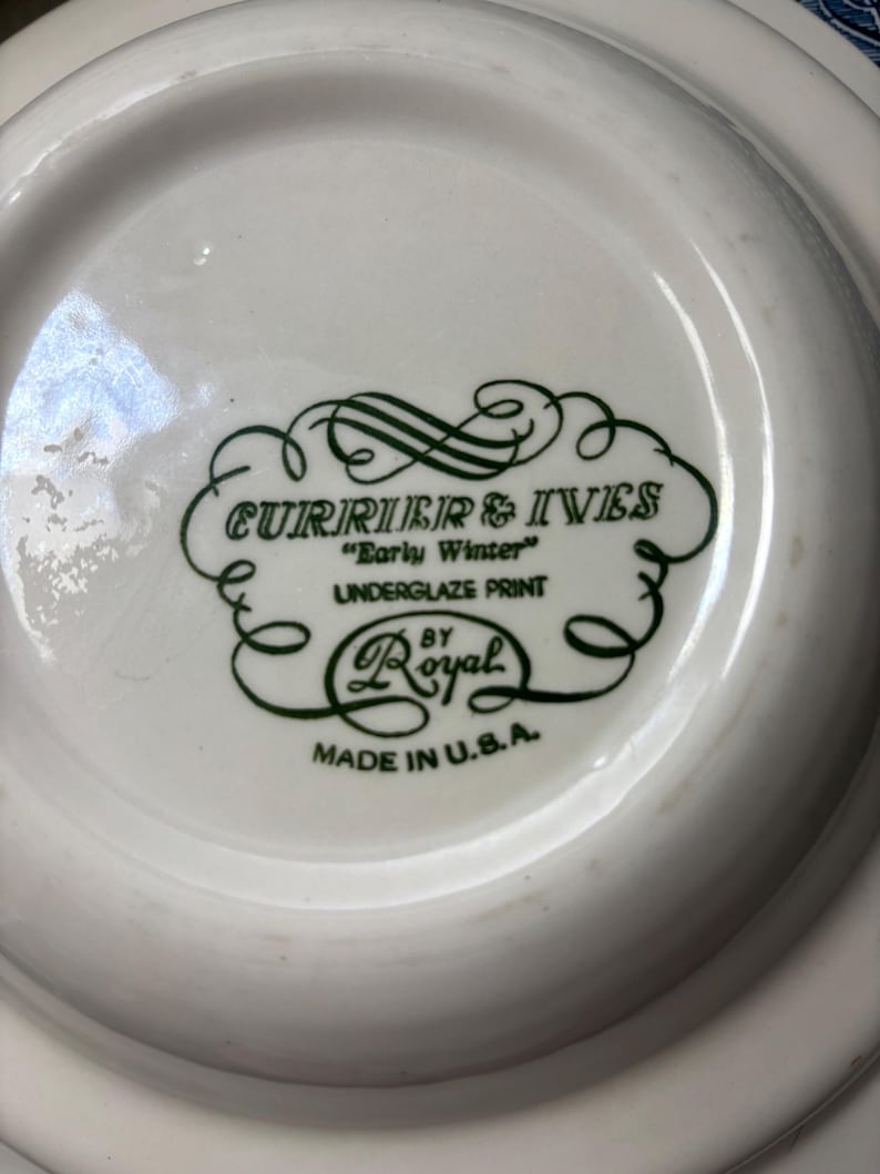 Vintage Currier & Ives Royal China, Blue Harvest Dinnerware - Etsy