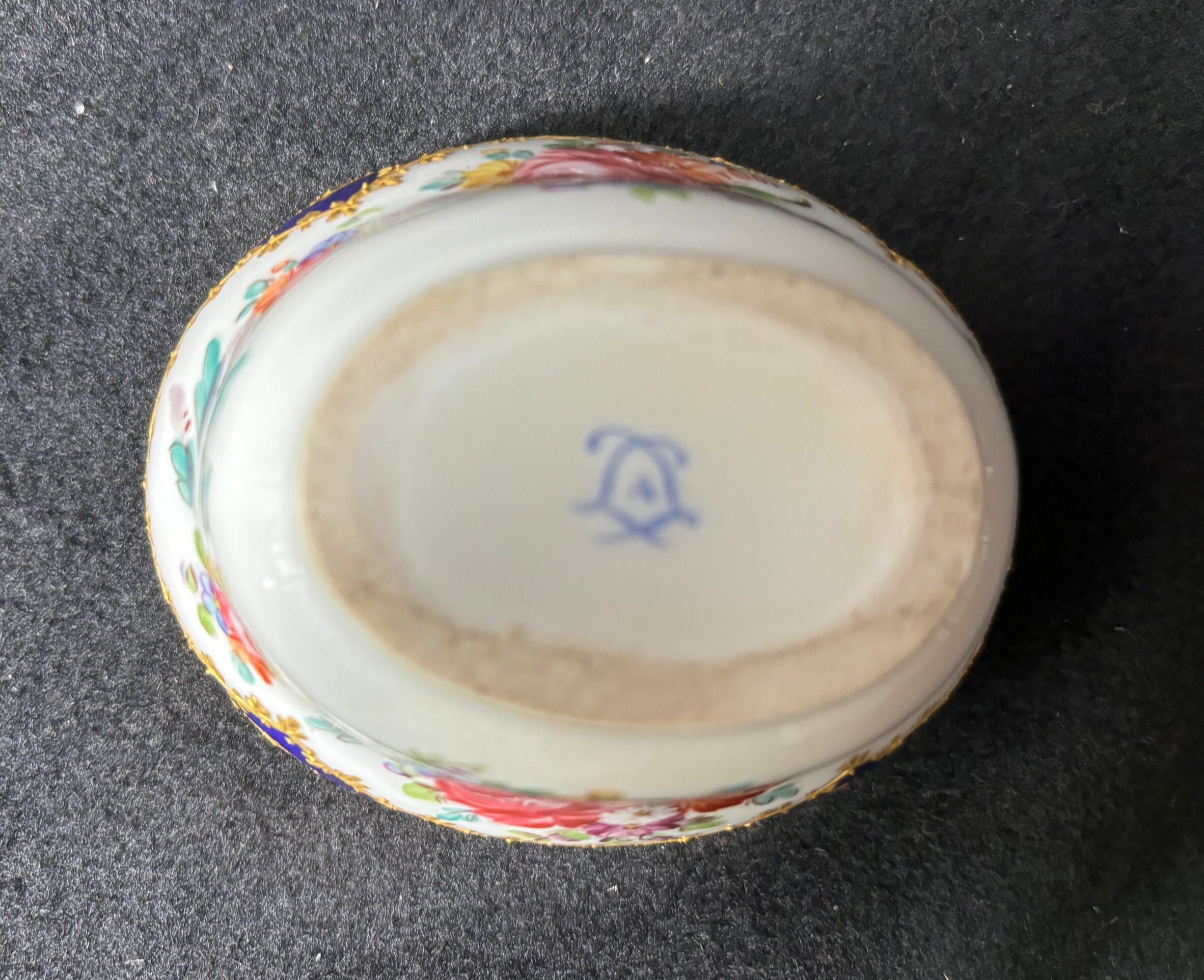 Antique Sevres Gilt Cobalt Porcelain French Lidded Trinket Box C.1753 5 ...