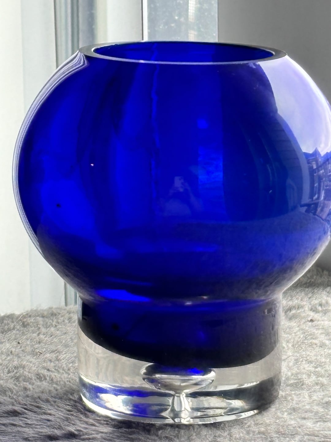 Vintage Laura Glass Cobalt Blue Vase: Mid-century Modern Bubble Base - Etsy