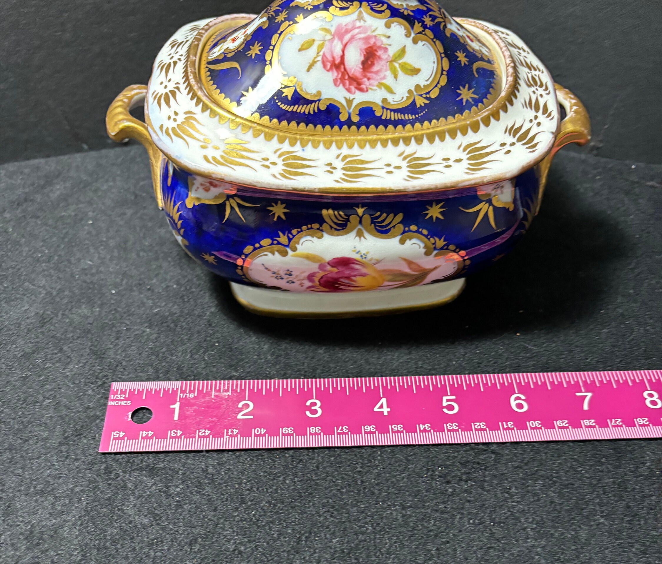 Antique Sevres Gilt Cobalt Porcelain French Lidded Trinket Box C.1753 5 ...