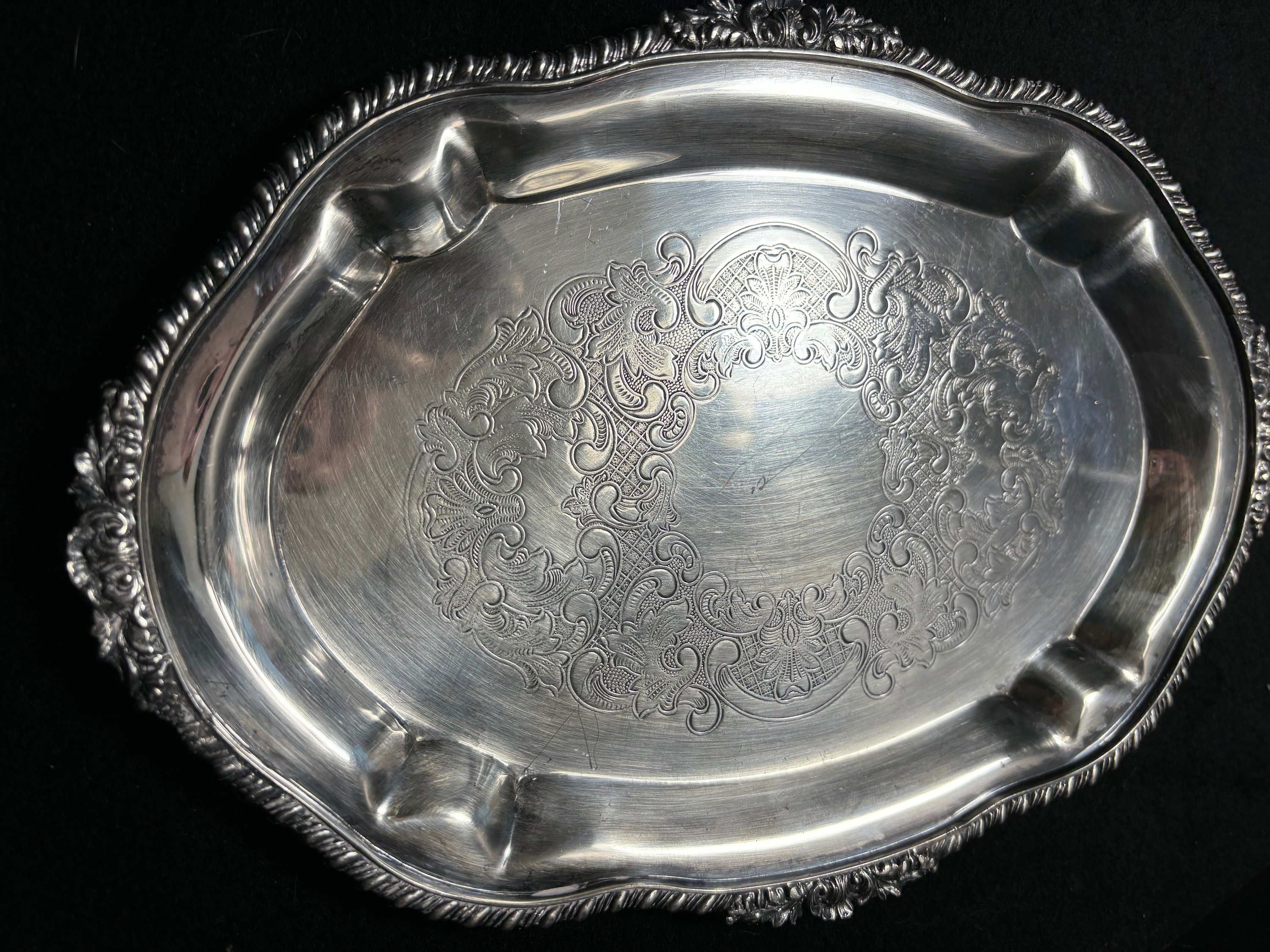 Vintage, Old English Silver, E.P on Copper, Silver Tray, Rope Edging ...