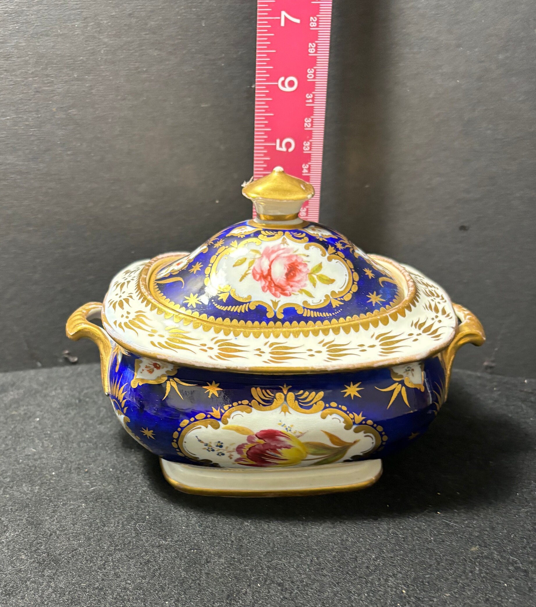Antique Sevres Gilt Cobalt Porcelain French Lidded Trinket Box C.1753 5 ...