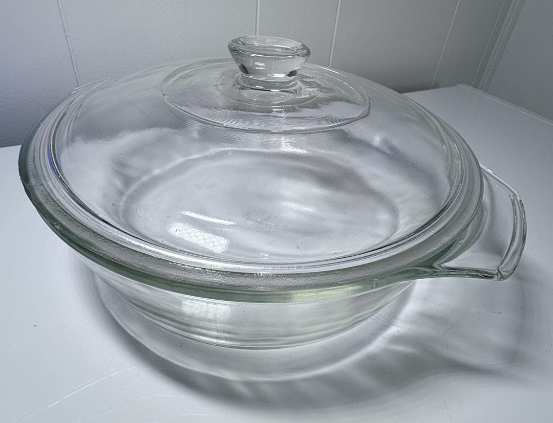 Vintage, Fire King, Clear, Glass Casserole Dish - 1 1/2 Quart 10"d With ...