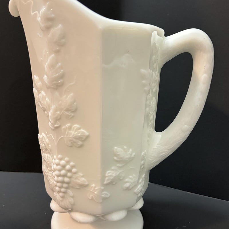Milk Glass Pitcher - Etsy