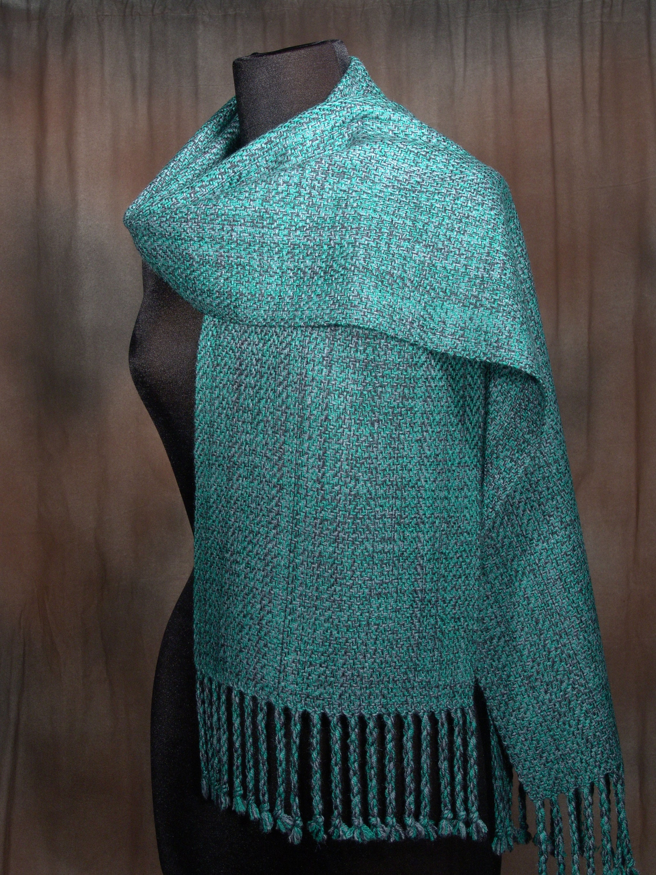 Green Slate Tweed Scarf / Handwoven Scarf / Merino Wool Scarf / Winter ...