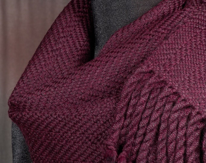 Dark Red Scarf / HEAVYWEIGHT Winterwear / Handwoven Scarf / Merino Wool ...