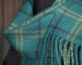Dark Teal Scarf / Handwoven Scarf / Merino Wool Scarf / Winter - Etsy