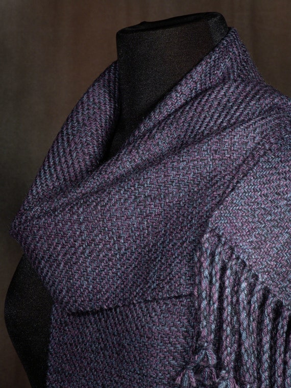 Purple scarf / handwoven scarf / merino wool scarf / winter | Etsy
