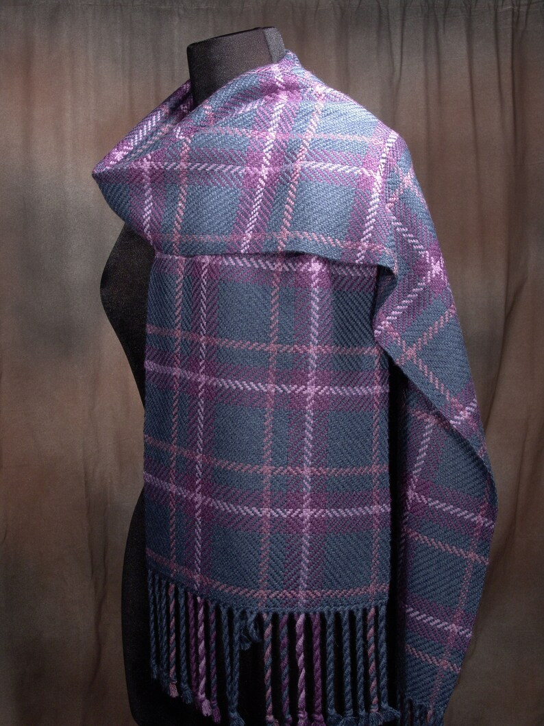 Shades of Purple Plaid Scarf / Merino Wool Scarf / Handwoven Scarf ...