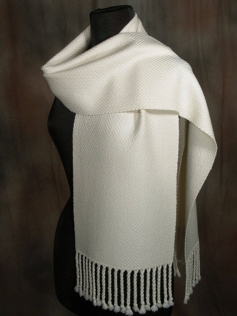 White Scarf / Ivory / Woman's Scarf / Man's Scarf / Handwoven Scarf ...