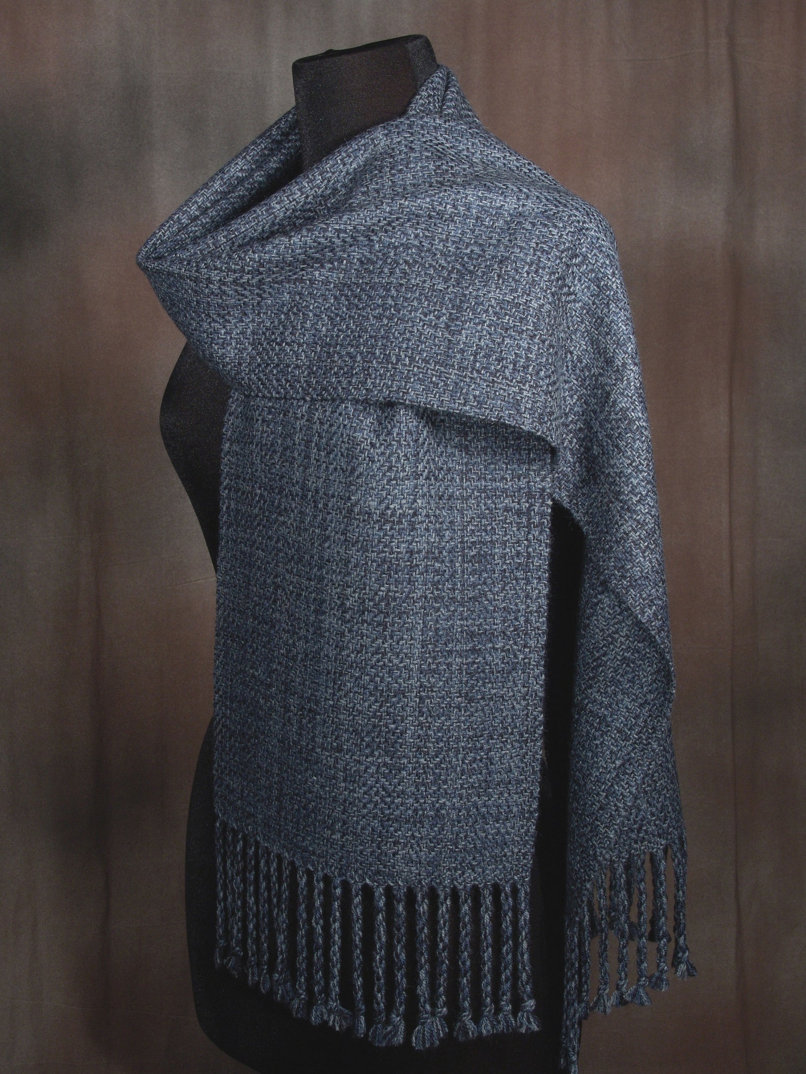 Blue Slate Tweed Scarf / Handwoven Scarf / Merino Wool Scarf/ Winter ...
