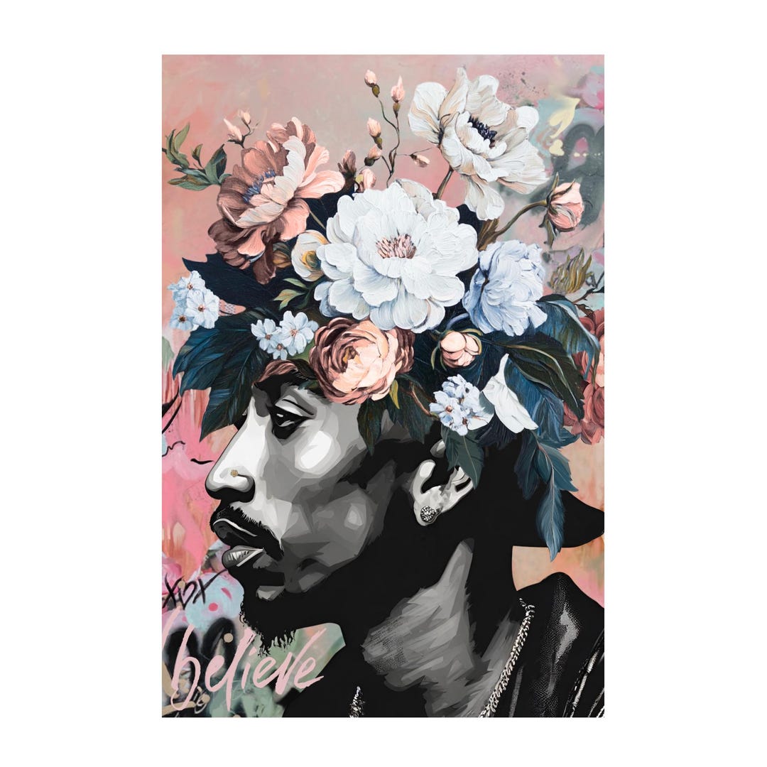 Tupac Shakur Foral Flow Wall Art Print on Fine Art Paper Poster - Etsy