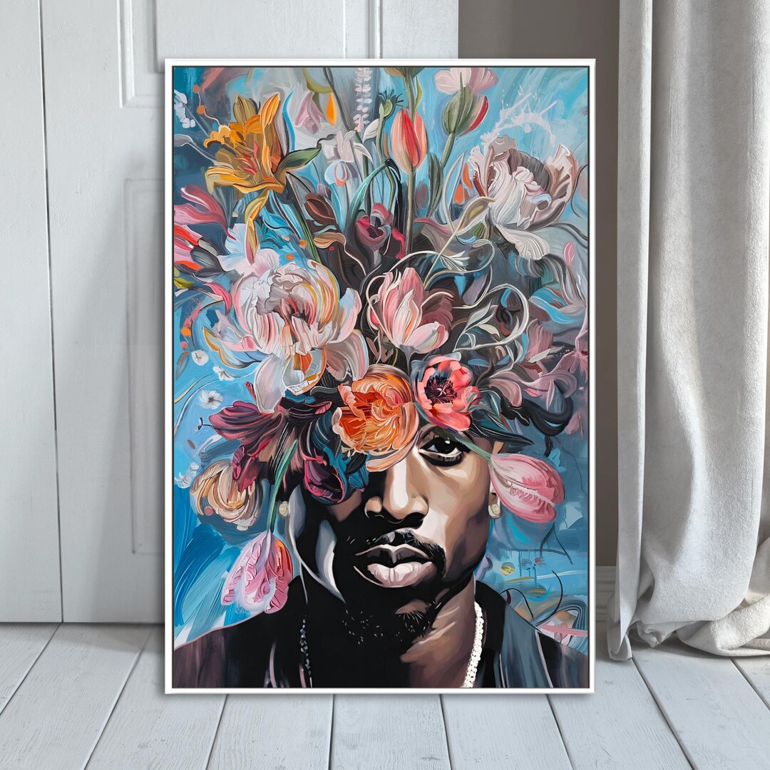 Tupac Shakur Blooming Flowers Art Print on Canvas or Paper Motivational ...