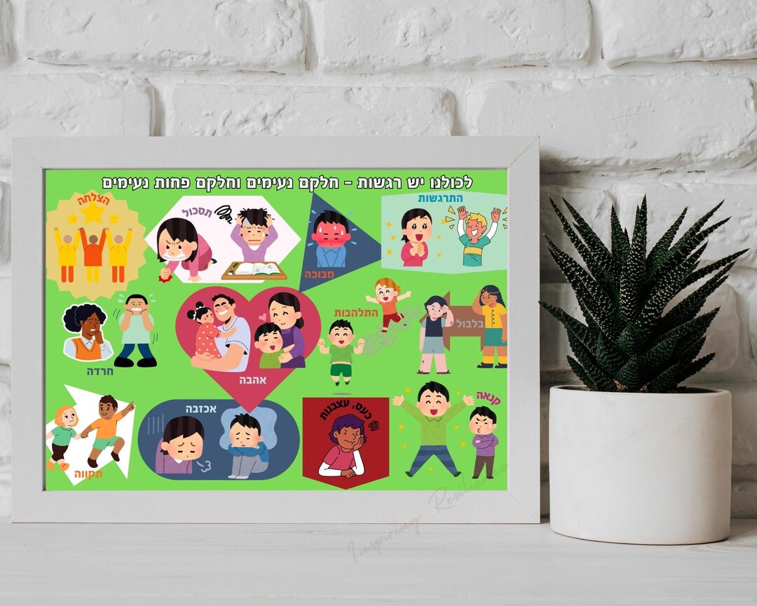Hebrew Social Emotional Learning Poster "we All Have Feelings", Teach ...