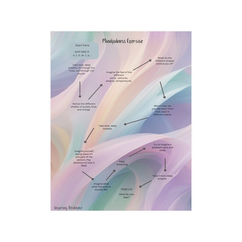 Pastel Meditation Poster - Mindfulness Guide With Relaxation Exercise ...