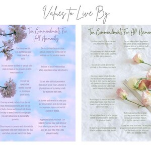 Ten Commandments for All Humanity Spiritual Wall Decor Pastel Floral or ...