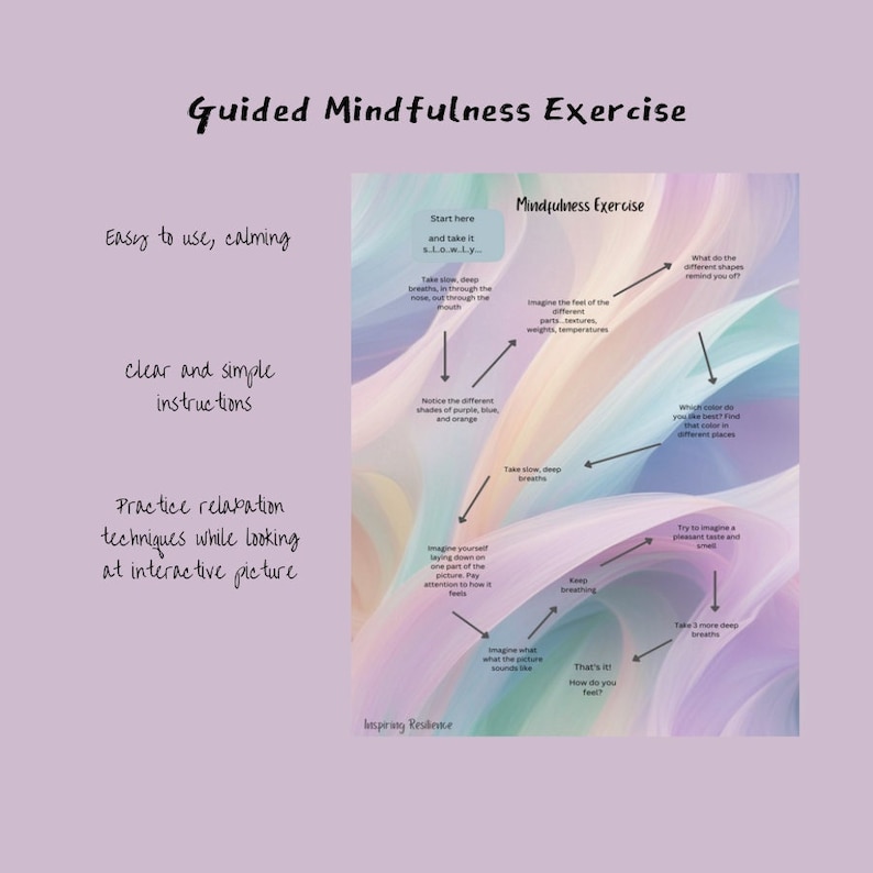 Pastel Meditation Poster - Mindfulness Guide With Relaxation Exercise ...