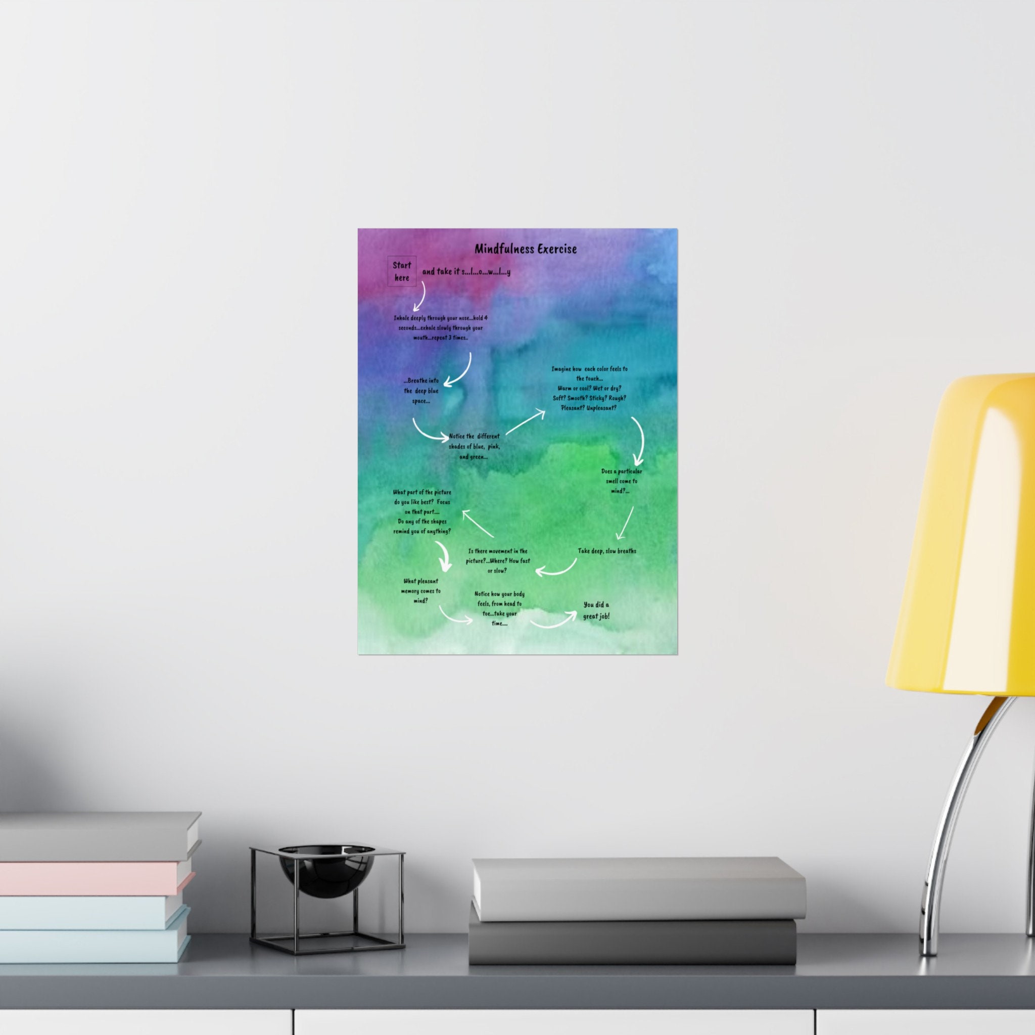 Mindfulness Practice Poster Soothing Abstract Design With Step-by-step ...