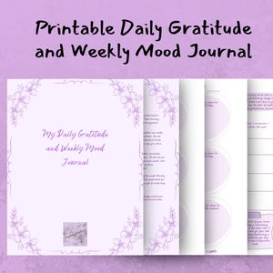 Easy Printable Daily Gratitude and Weekly Mood Journal, Positive ...