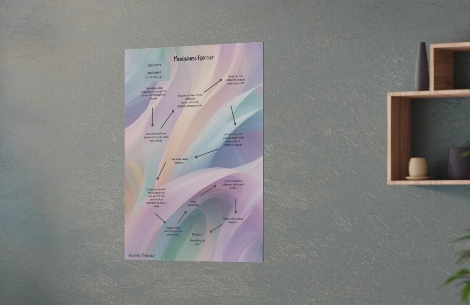 Pastel Meditation Poster - Mindfulness Guide With Relaxation Exercise ...