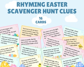 Rhyming Easter Scavenger Hunt Clues, Easter Egg Hunt Clues, Children ...