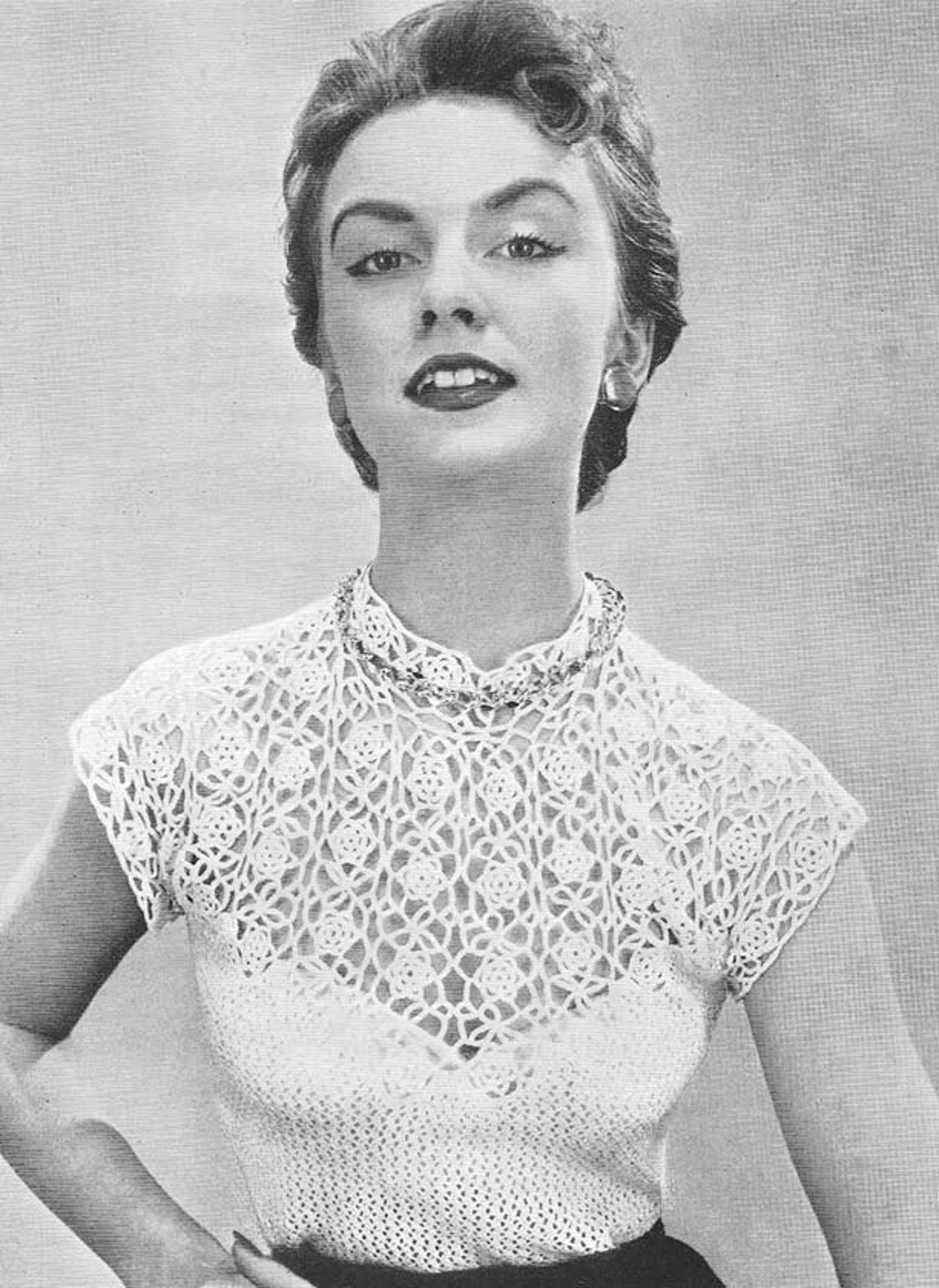 1955 Rose Yoke Blouse Vintage Crochet Pattern PDF Instant Download 113 ...