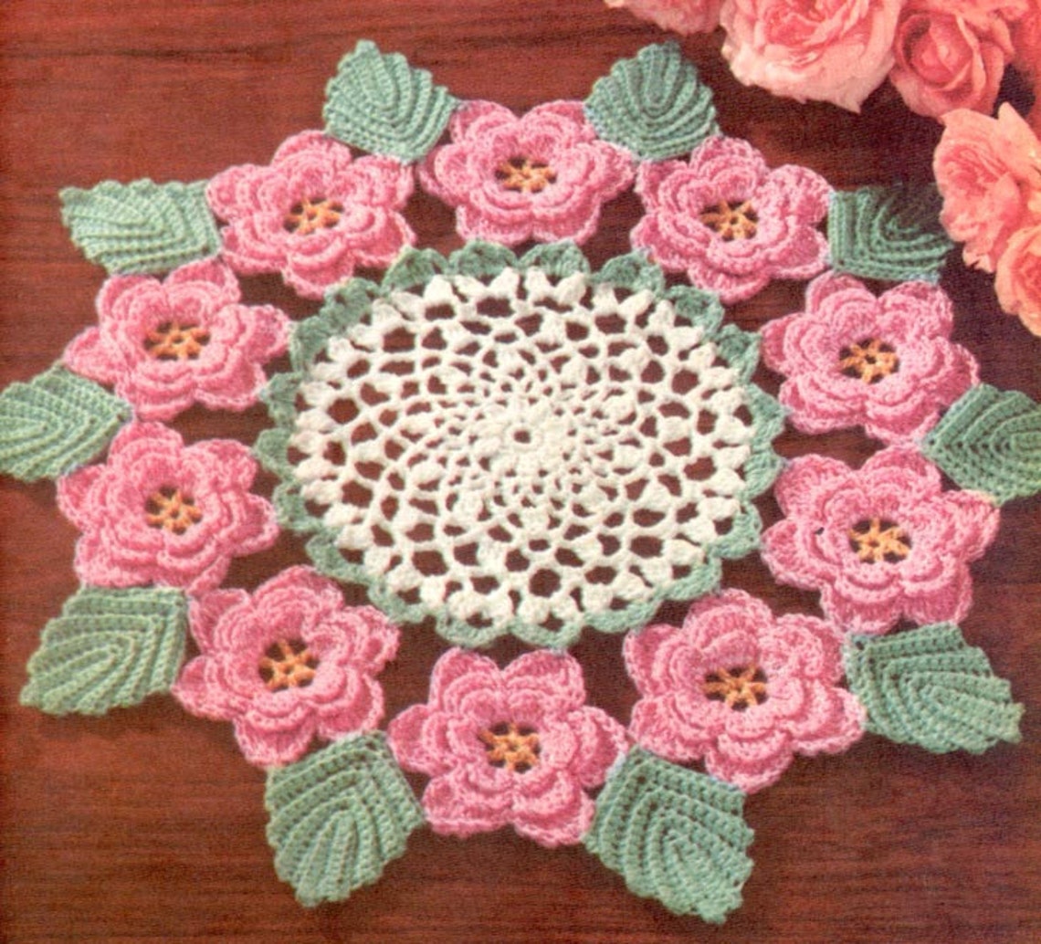 1950's Irish Rose Doily Vintage Crochet Pattern PDF Instant Download ...