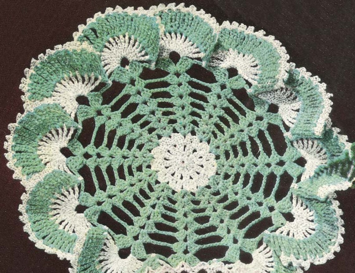 INSTANT DOWNLOAD 1950's Sea Shells Ruffle Doily Vintage Crochet Pattern ...